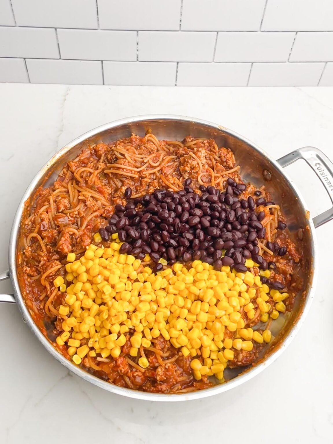 One Pot Taco Spaghetti - Midwestern HomeLife