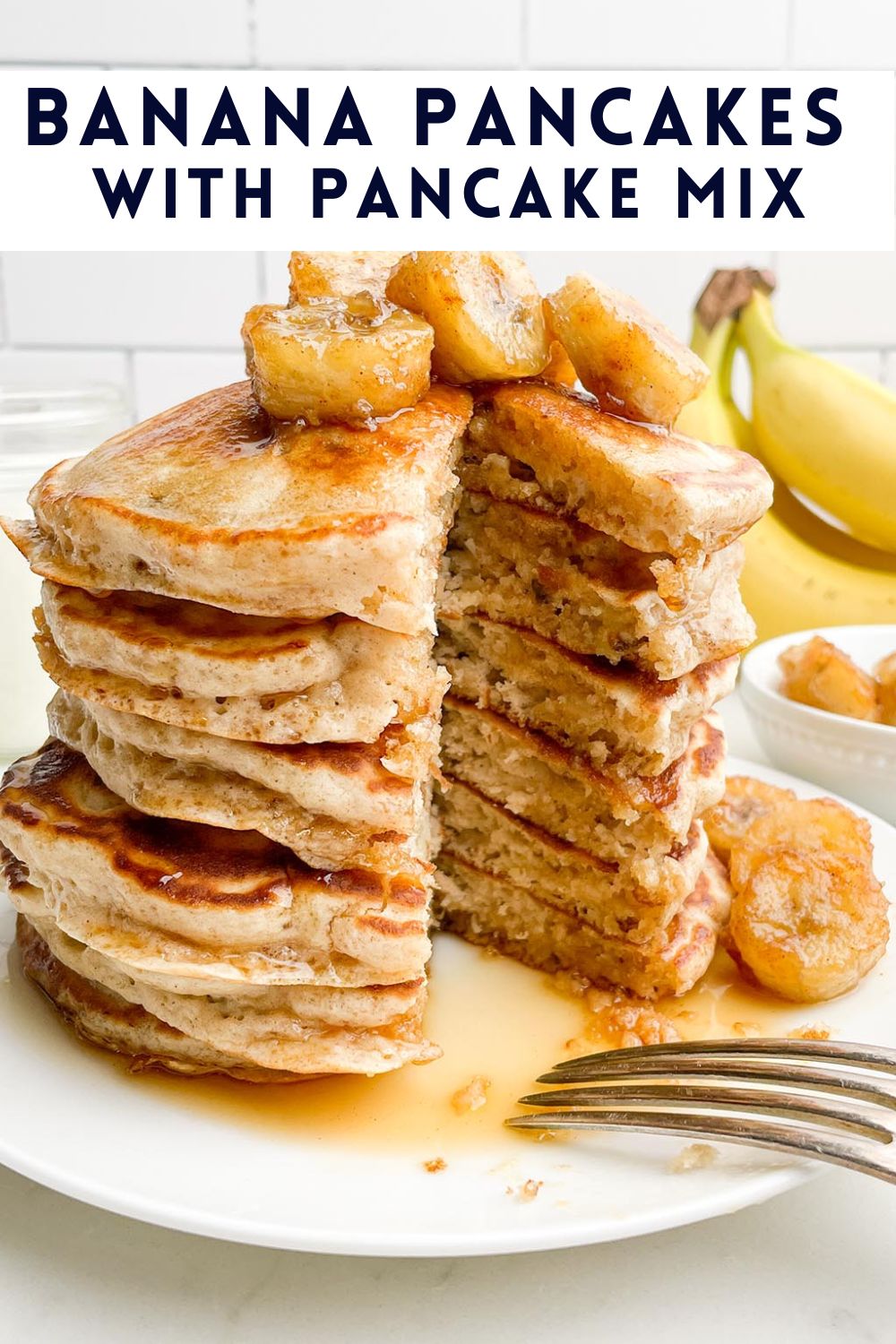 Fluffy Banana Pancakes with Pancake Mix - Midwestern HomeLife
