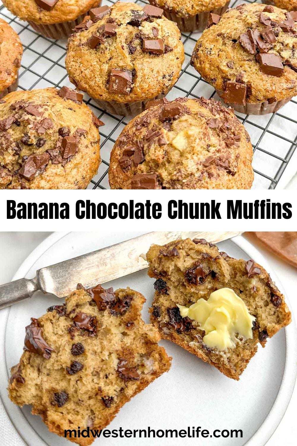 Chocolate Chunk Banana Muffins - Midwestern HomeLife