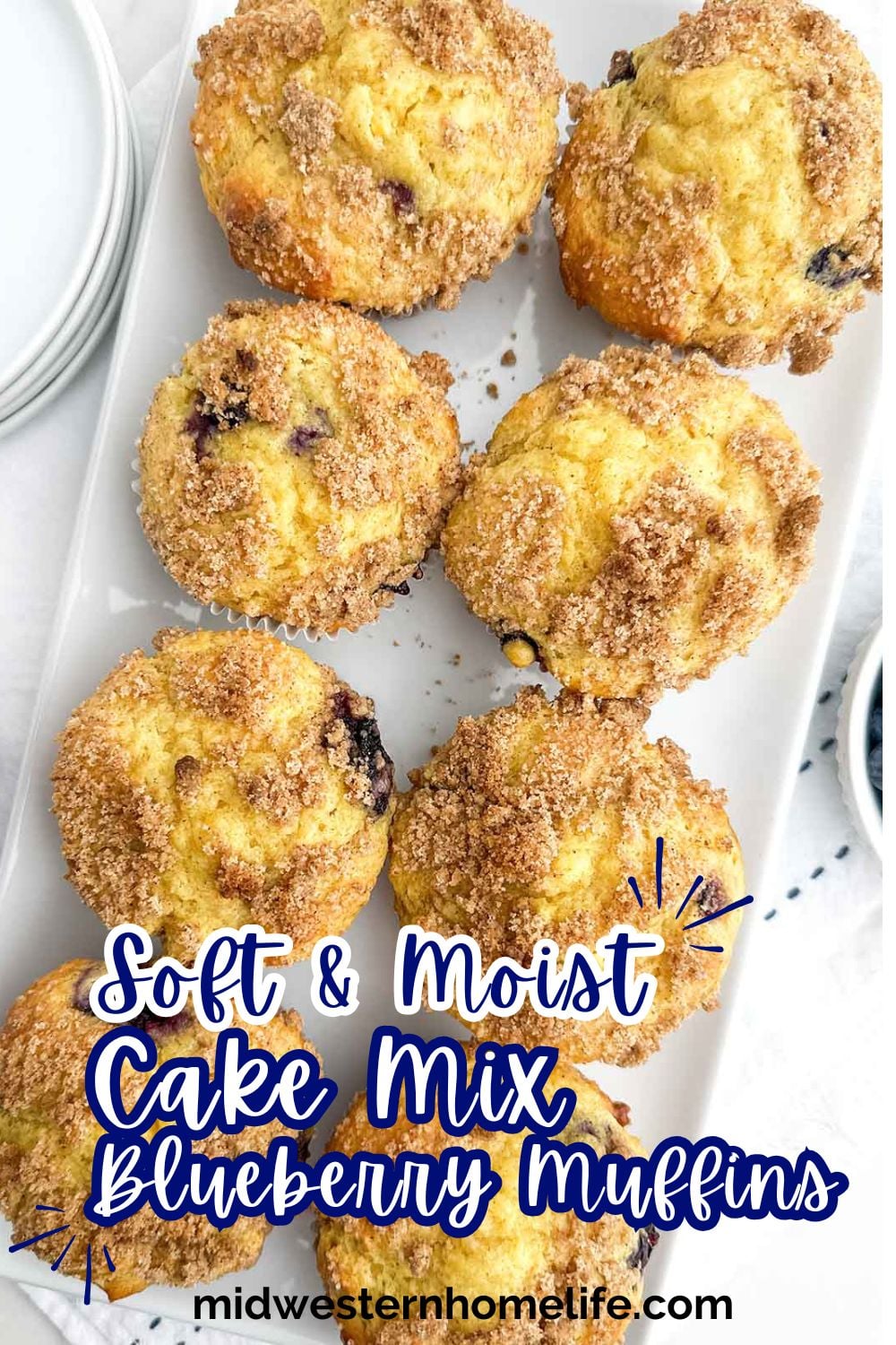 Easy Cake Mix Blueberry Muffins (Soft & Moist) - Midwestern HomeLife