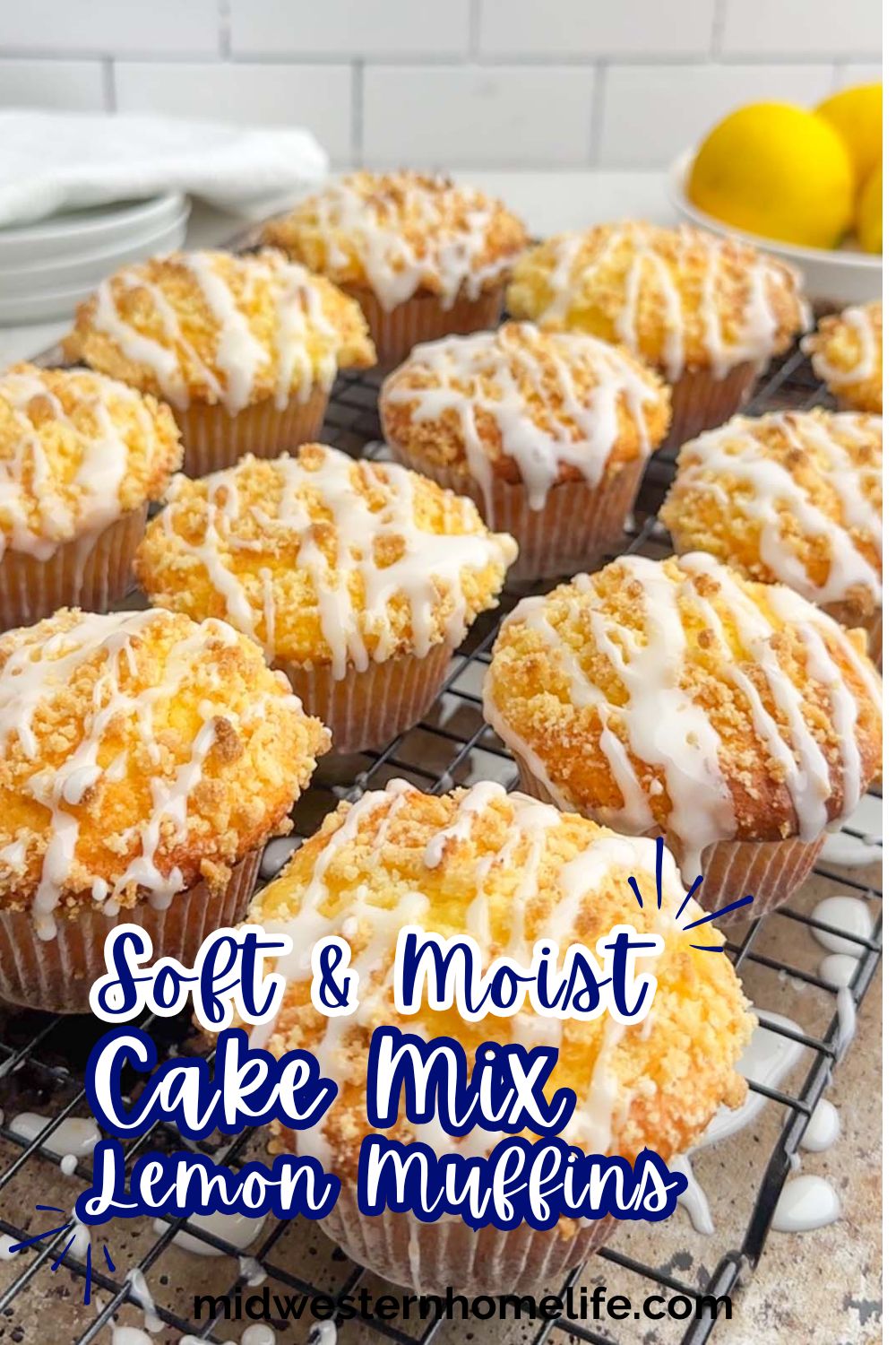 Lemon Cake Mix Muffins with Lemon Glaze - Midwestern HomeLife